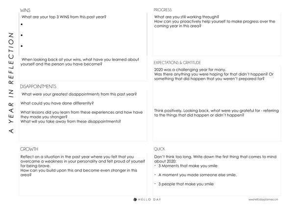 A Year in Reflection Printable - Hello Day