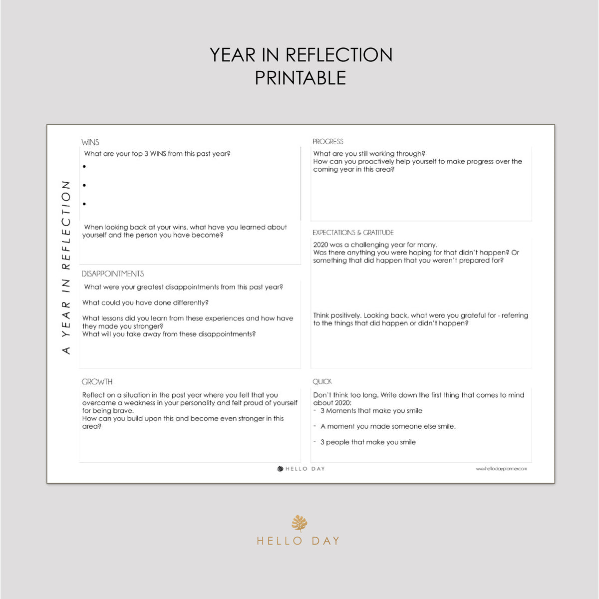 A Year in Reflection Printable - Hello Day